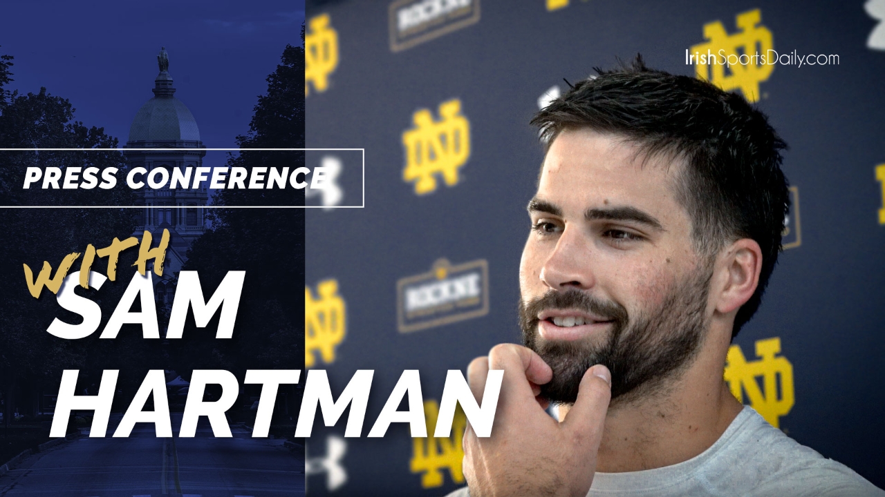 Video Notre Dame Qb Sam Hartman Post Practice 3 31 Irish Sports Daily