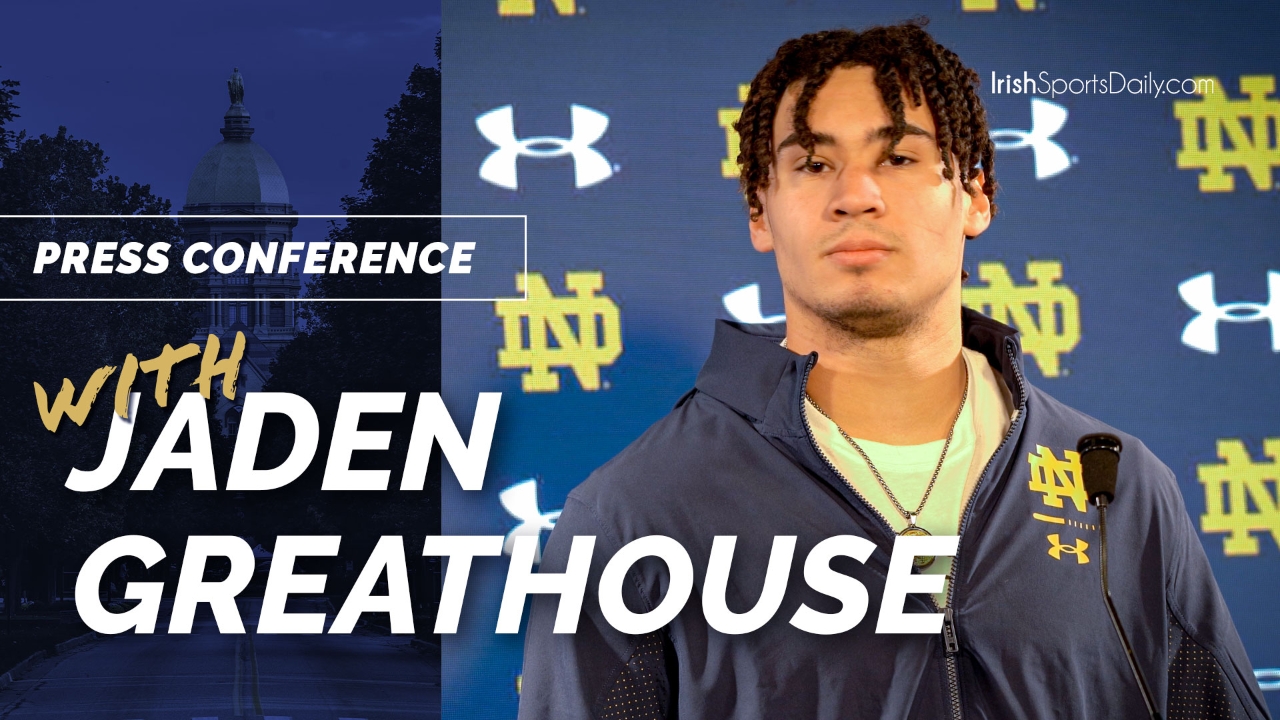 Video Notre Dame Wr Jaden Greathouse Post Spring Game Irish Sports