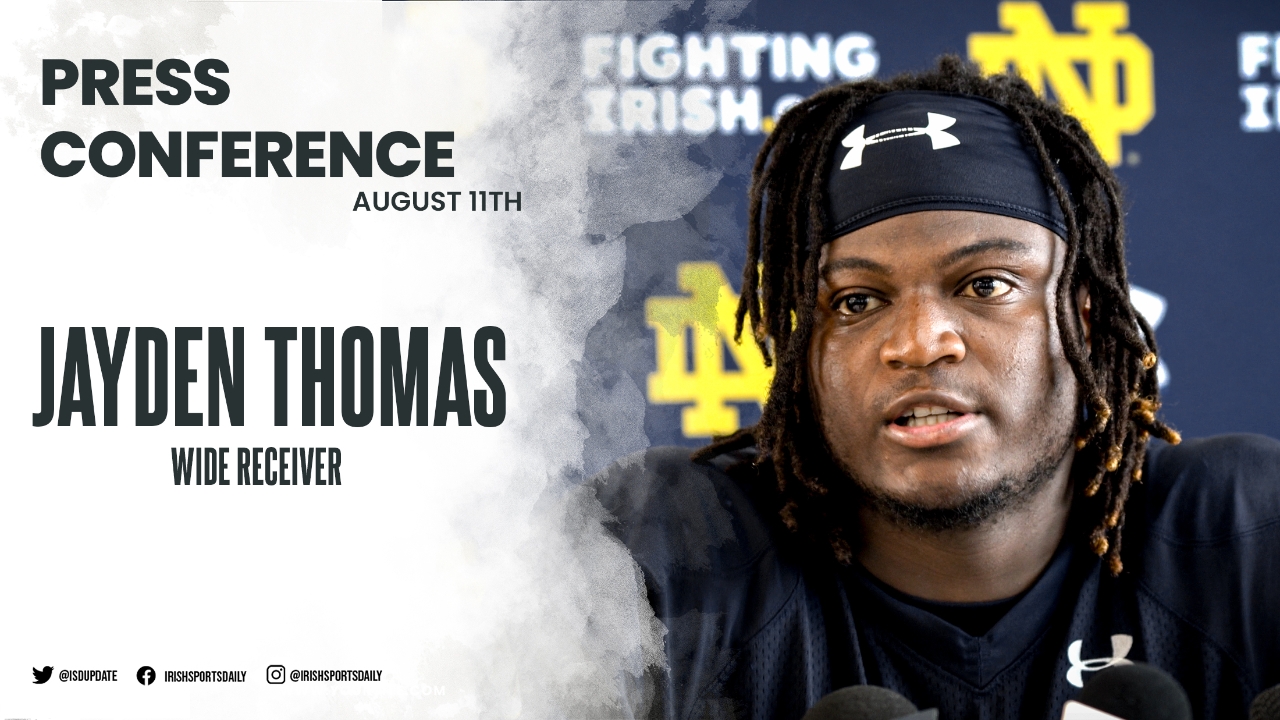 Video | Jayden Thomas on Notre Dame’s WR Room, Chemistry with Sam ...