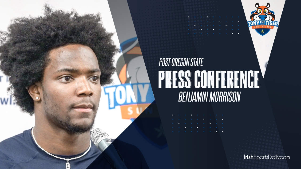 Video | Notre Dame CB Benjamin Morrison Post-Sun Bowl | Irish Sports Daily