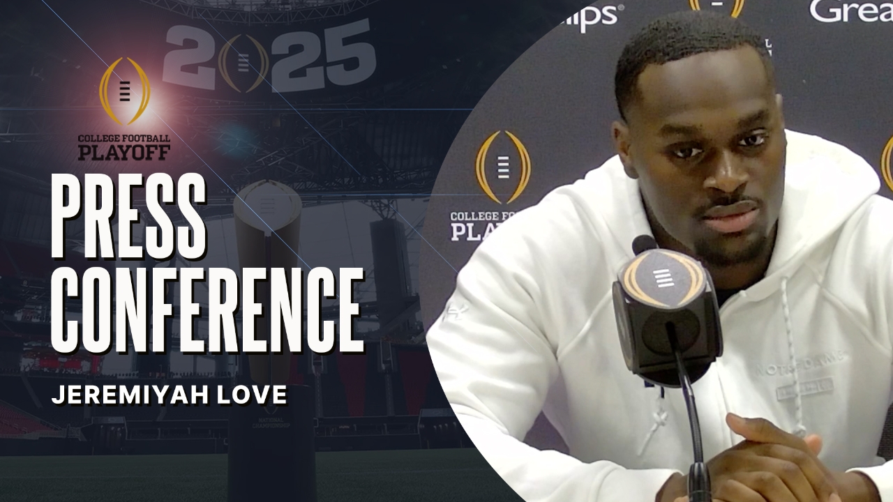 Video | Notre Dame RB Jeremiyah Love National Championship Media Day | Irish Sports Daily